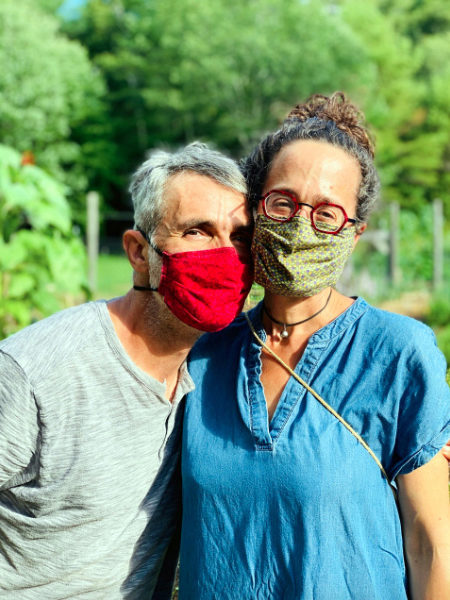 Farm owners Erica Berman and Alain Ollier sport their new masks. - The ...